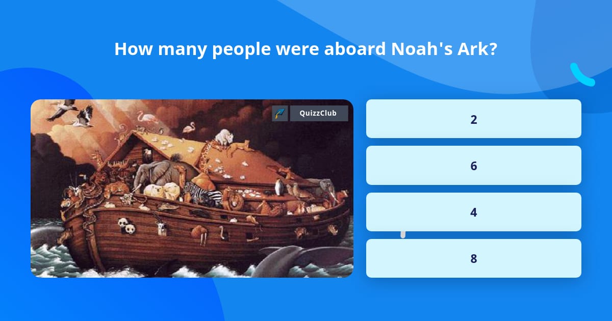 How many people were aboard Noah's Ark? | Trivia Answers | QuizzClub