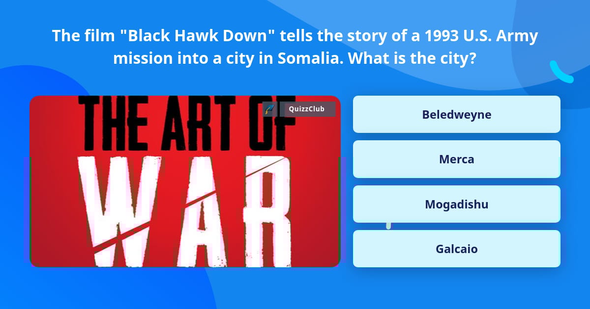 The film "Black Hawk Down" tells the... | Trivia Questions | QuizzClub