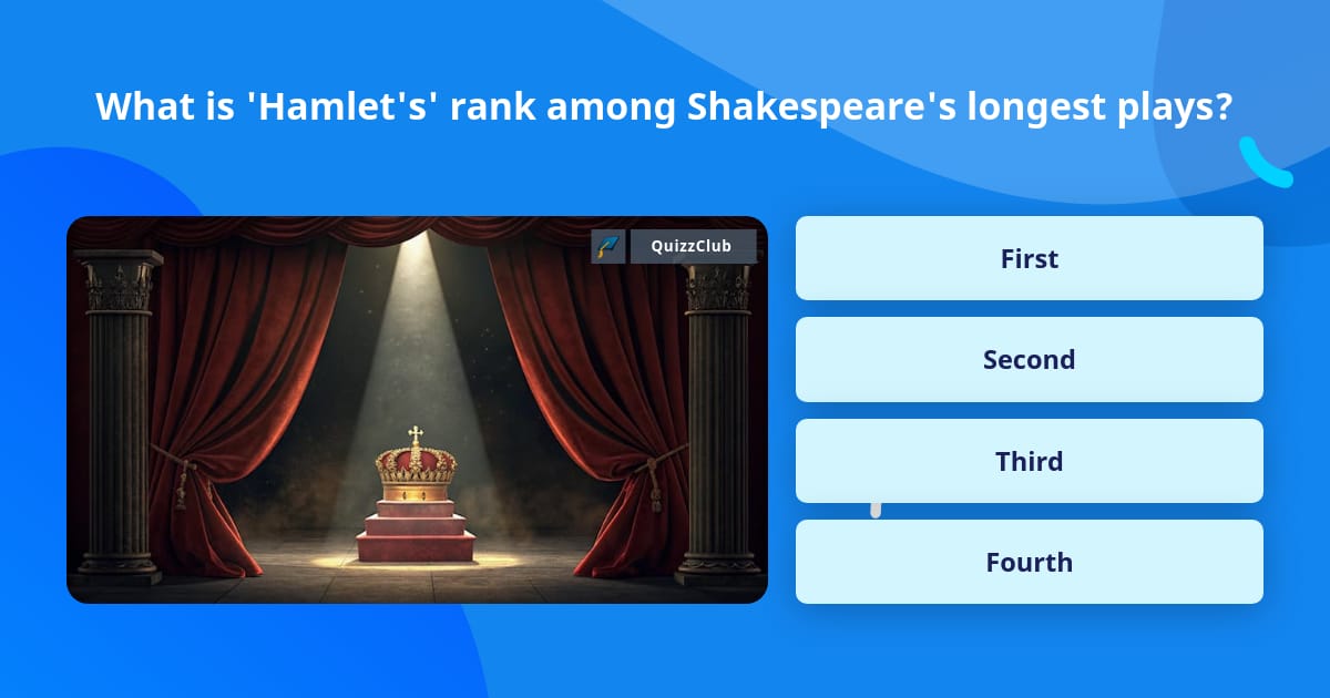 What is 'Hamlet's' rank among... | Trivia Questions | QuizzClub