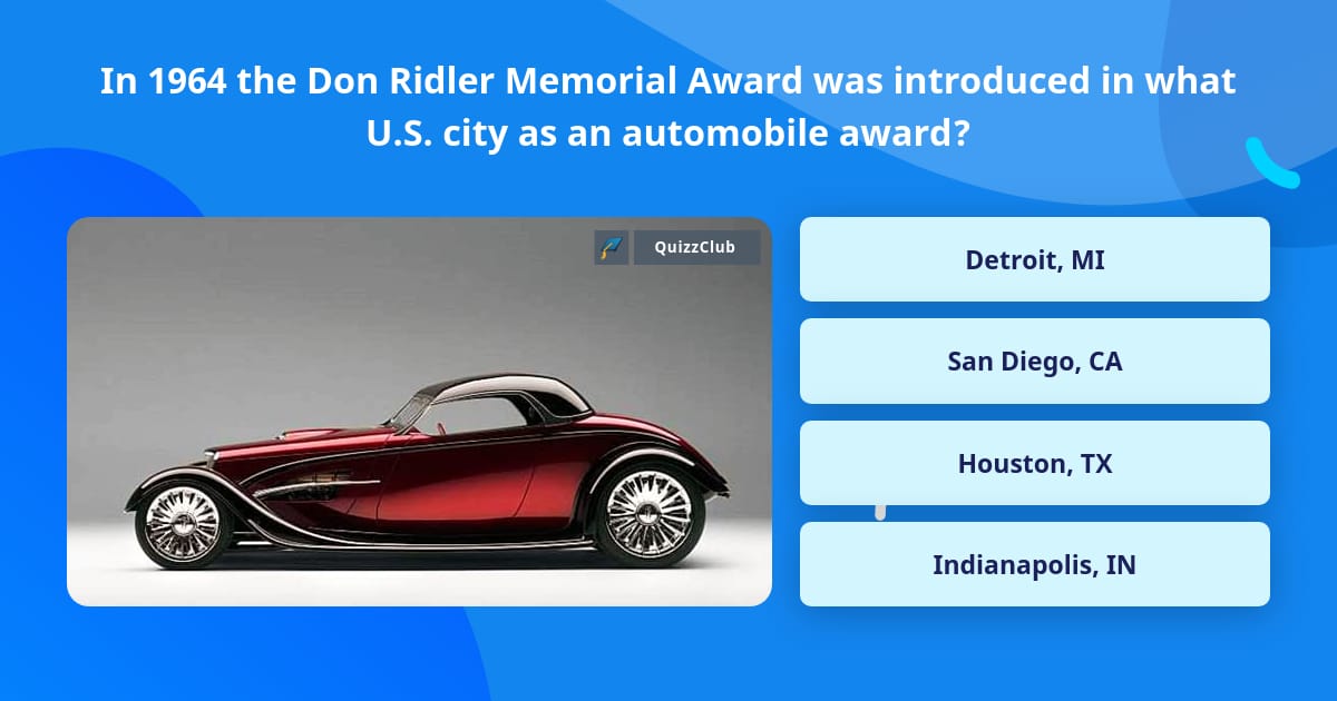 In 1964 the Don Ridler Memorial... | Trivia Answers | QuizzClub