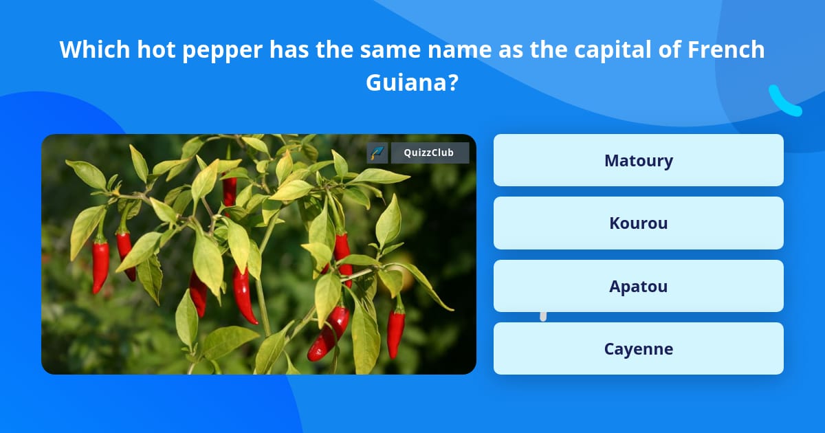 Which hot pepper has the same name... | Trivia Questions | QuizzClub