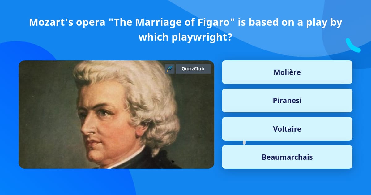 Mozart's opera "The Marriage of... | Trivia Answers | QuizzClub
