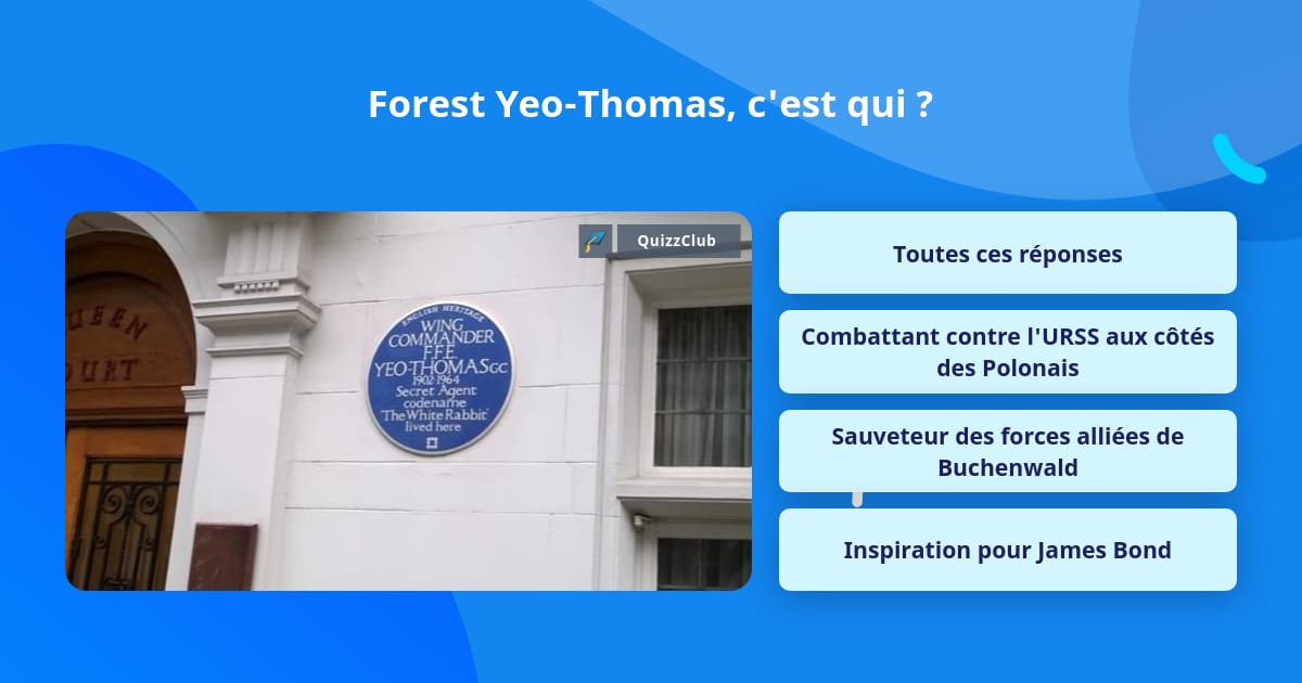 Forest Yeo-Thomas, c'est qui ? | Questions | QuizzClub