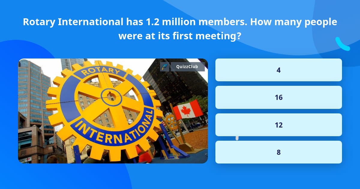 Rotary International has 1.2 million... | Trivia Questions | QuizzClub