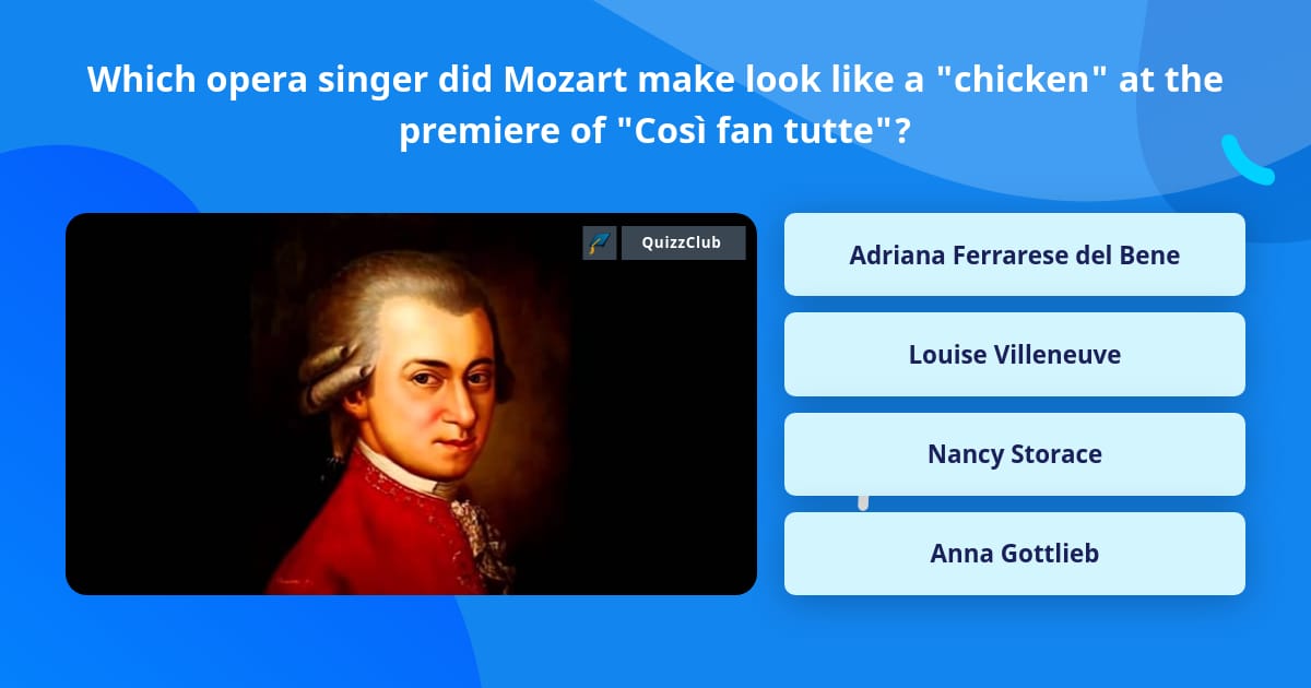 Which opera singer did Mozart make... | Trivia Answers | QuizzClub