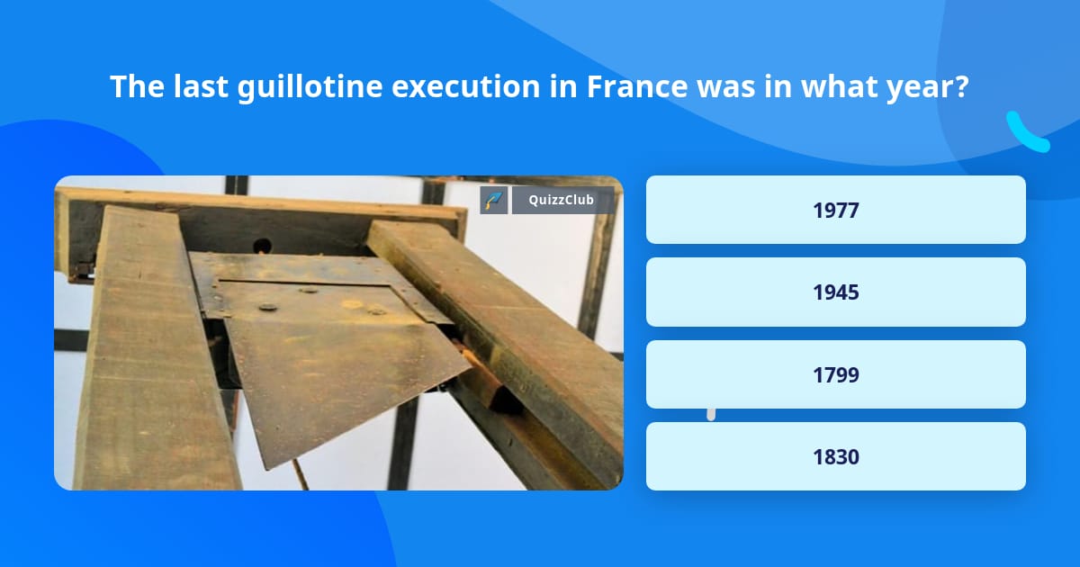 The last guillotine execution in... | Trivia Questions | QuizzClub