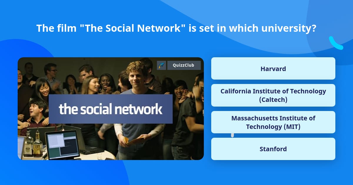 The film "The Social Network" is set... | Trivia Questions | QuizzClub