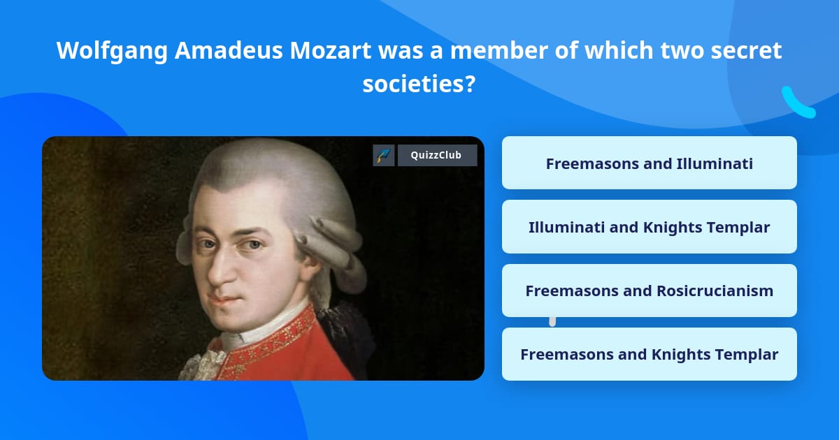 Wolfgang Amadeus Mozart was a member... | Trivia Answers | QuizzClub