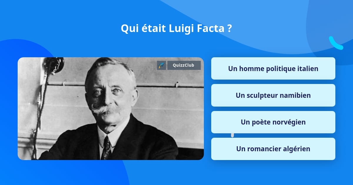 Qui était Luigi Facta ? | Questions | QuizzClub