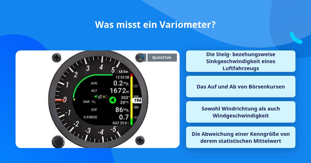 Was misst ein Variometer? | Quiz-Antworten | QuizzClub