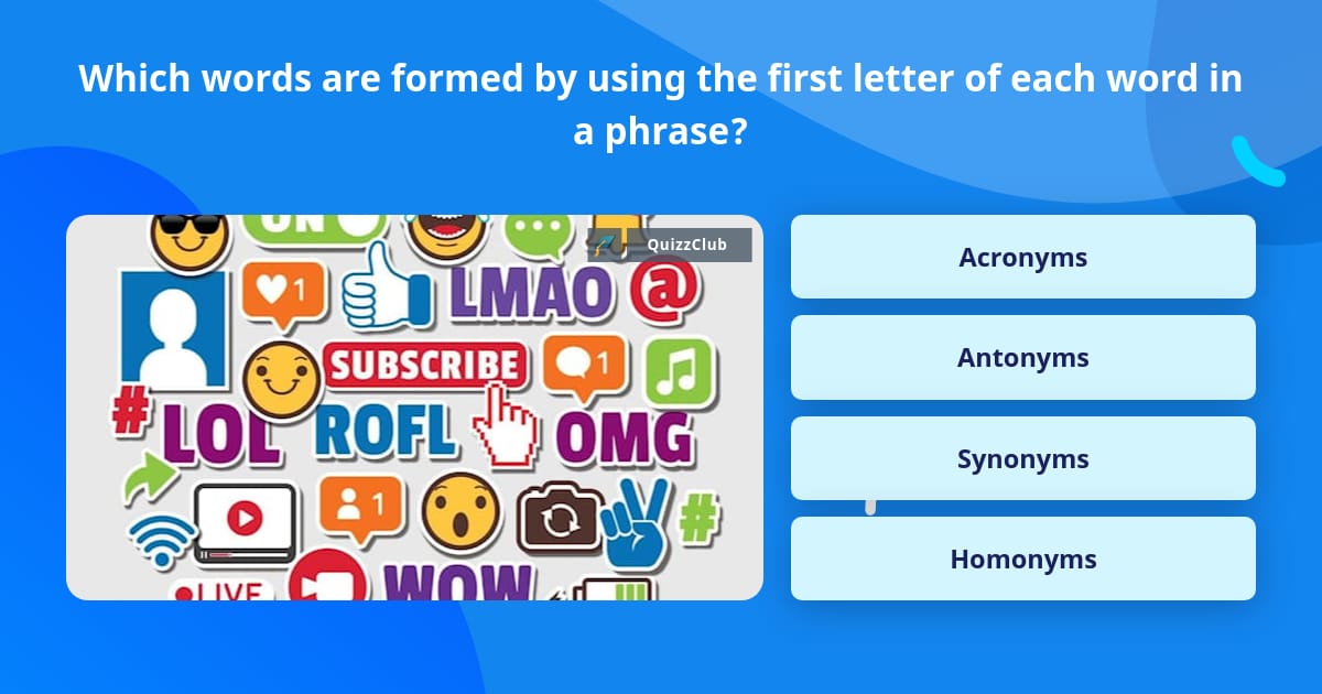 Which words are formed by using the... | Trivia Answers | QuizzClub