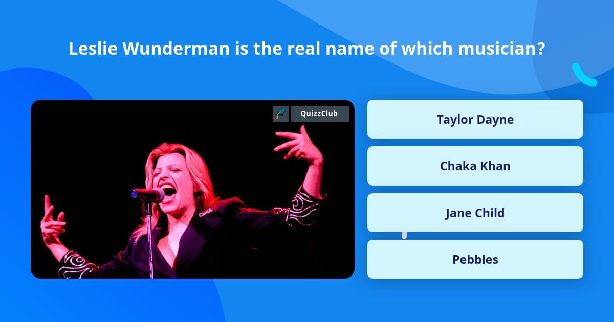 Leslie Wunderman is the real name of... | Trivia Questions | QuizzClub