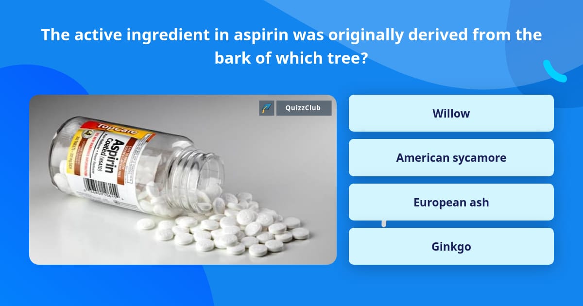 The active ingredient in aspirin was... | Trivia Questions | QuizzClub