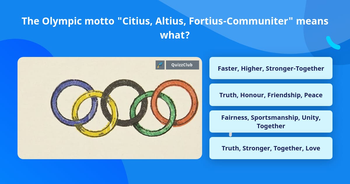 The Olympic motto "Citius, Altius,... | Trivia Questions | QuizzClub