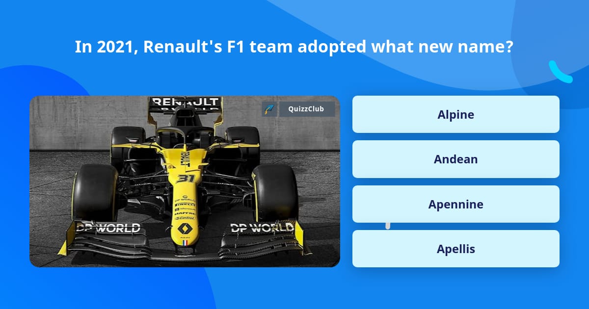 In 2021, Renault's F1 team adopted... | Trivia Answers | QuizzClub