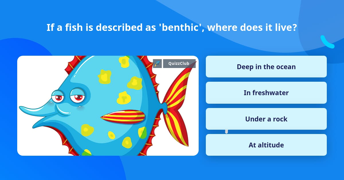 If a fish is described as 'benthic',... | Trivia Answers | QuizzClub