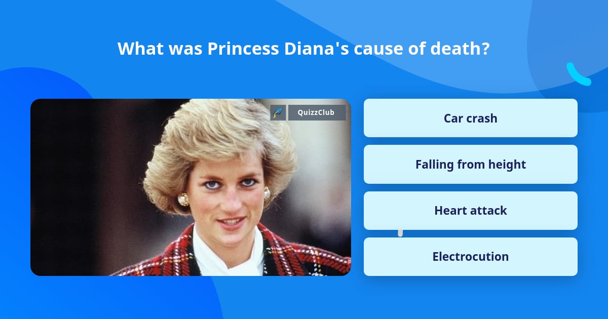 What was Princess Diana's cause of... | Trivia Questions | QuizzClub