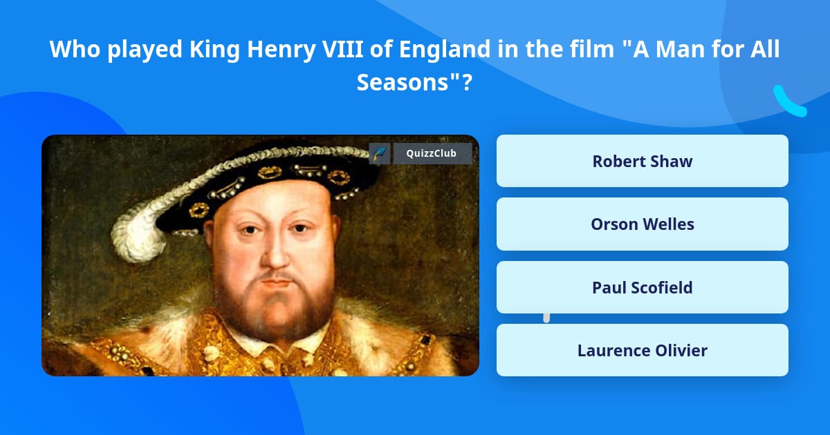 Who played King Henry VIII of... | Trivia Questions | QuizzClub