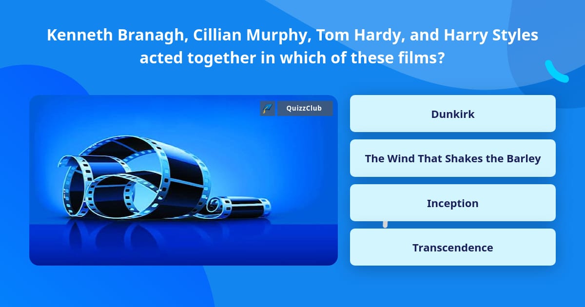 Kenneth Branagh, Cillian Murphy, Tom... | Trivia Questions | QuizzClub