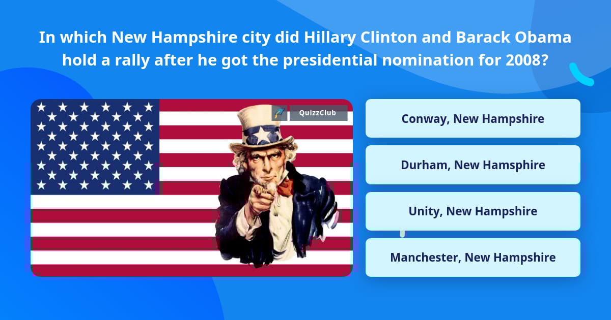 In which New Hampshire city did... | Trivia Questions | QuizzClub