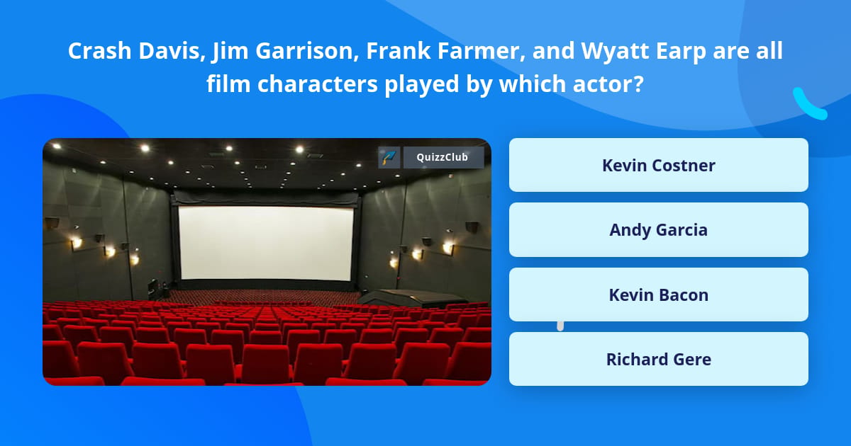 Crash Davis, Jim Garrison, Frank... | Trivia Questions | QuizzClub