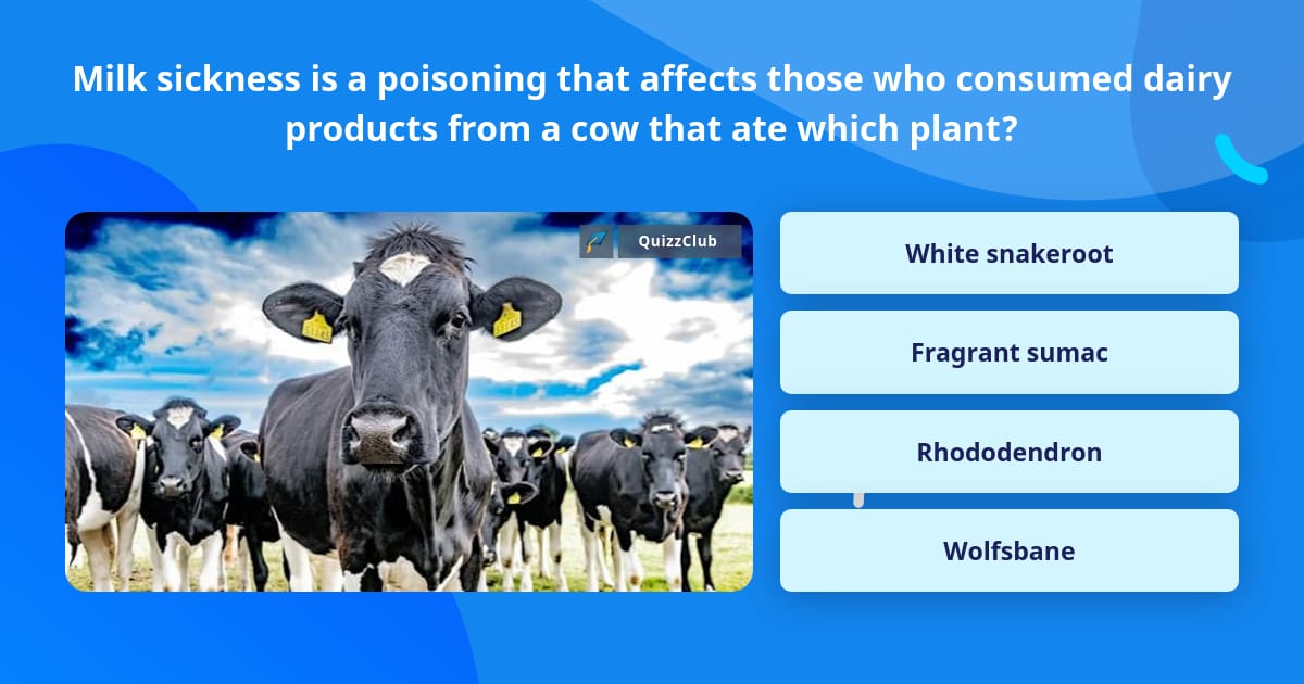 Milk sickness is a poisoning that... | Trivia Questions | QuizzClub