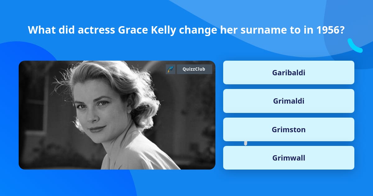 What did actress Grace Kelly change... | Trivia Answers | QuizzClub